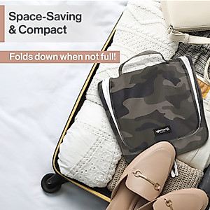 Wayfarer Supply Hanging Travel Toiletry Bag - Large Cosmetic Bag Organizer for Toiletries, Makeup and Shaving Supplies - Cruise and Travel Essentials for Women & Men, Camouflage