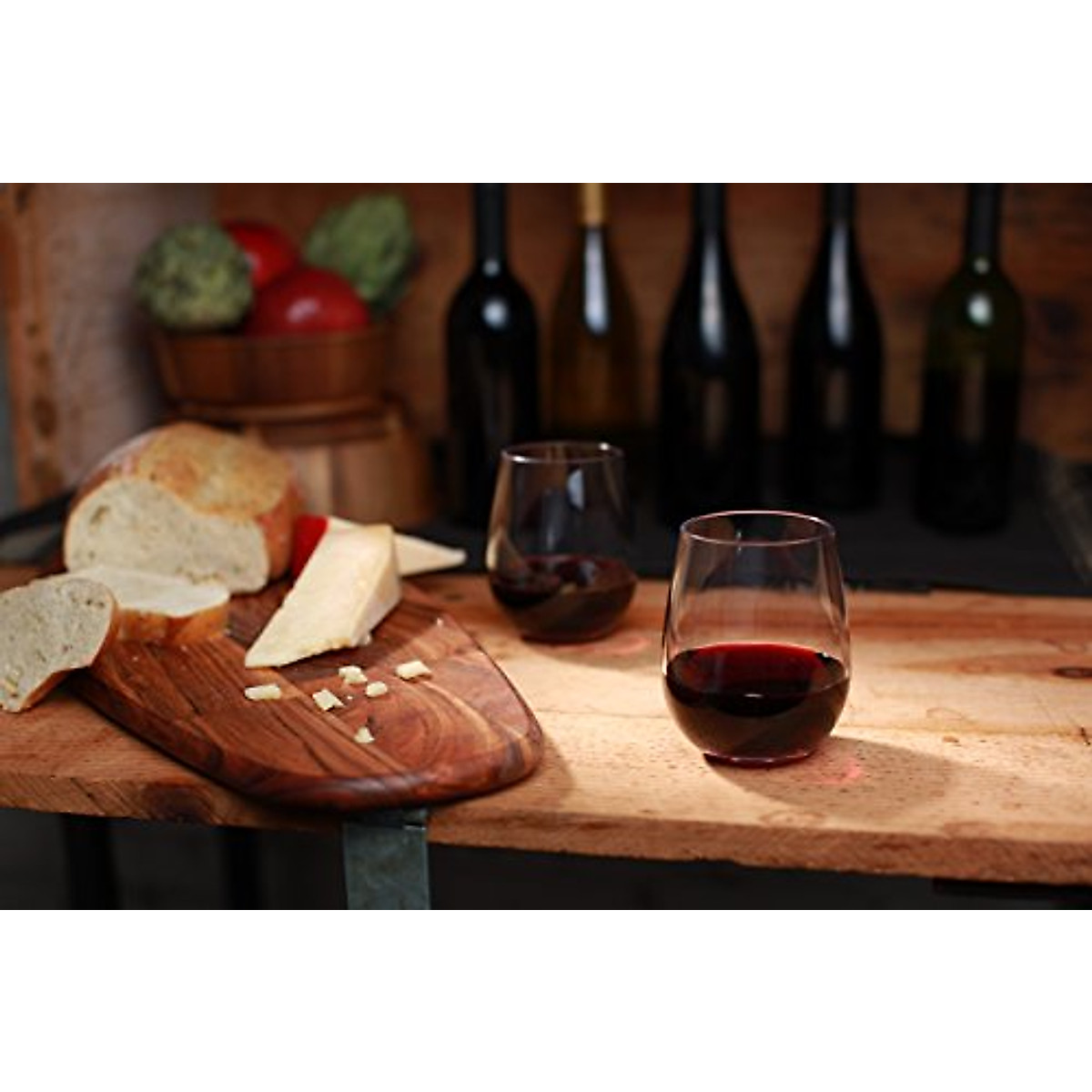 Stemless Wine Glasses - Unbreakable Shatterproof BPA Free Plastic Tritan (Set of 8) 16oz - Dishwasher Safe