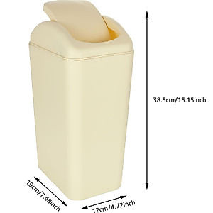 CBTONE 12 Liter / 3 Gallon Plastic Trash Can with Lid, Small Garbage Can Waste Can for Office, Bathroom, Bedroom - Cream-Coloured