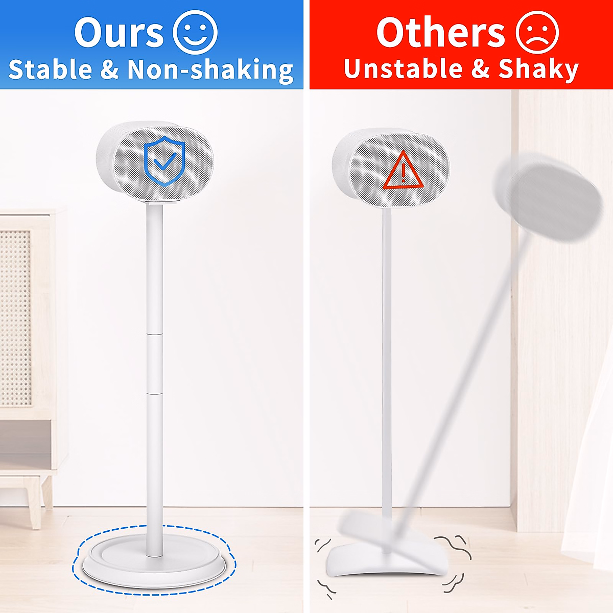 Heavy-Duty Speaker Stand for Sonos Era 300 Stand with Cable Management Floor Speaker Stands for Sonos Era 300 Speaker Stand for Easy and Secure Mounting, White