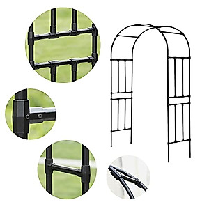 Metal Garden Arch Trellis Frame Roses Vines Plants Climbing Archway Rose Arch for Outdoor Garden Wedding W120cm-320cm (High : 2.4m, Size : 3m/9.8ft)