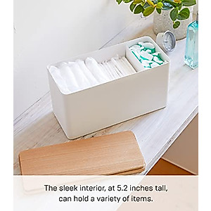 YAMAZAKI Countertop Organizer Home | Steel + Wood | Storage Case, One Size, White