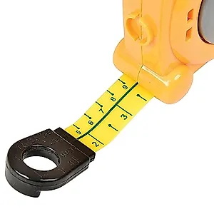 Constructive Playthings Big Tape Measure with Inches and Centimeters, Measuring Tool for STEM Activities, Educational Pretend Play Toddler Toys for 3 Years & Up, Carry Handle, Yellow, 3-Pack