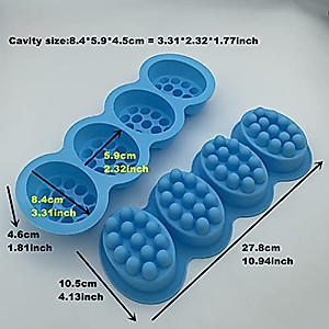 2 Pieces Silicone Massage Soap Mold Oval Massage Soap Bar Making Mould Silicon Candle Candy Chocolate Cake Baking Pan