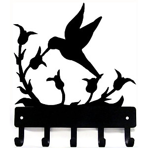 The Metal Peddler Hummingbird Key Rack Hanger - Small 6 inch Wide - Made in USA; Wall Mount