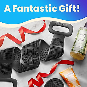 Silicone Back Scrubber for Shower- 36 Inches Back Body Brush Extra Long for Exfoliating & Massaging Hygienic Back Washer with Handle, Shower Silicone Back Scrubber for Men and Women, Black.