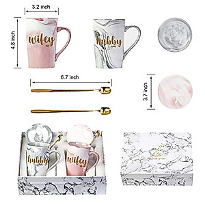 Wifey and Hubby Coffee Mugs Set Hubby Wifey Mugs Hubby and Wifey Gifts Wifey and Hubby Gifts Mr Mrs Gifts Husband Wife Mugs Engagement Wedding Anniversary Valentines Day Gifts for Couple 14 Ounce