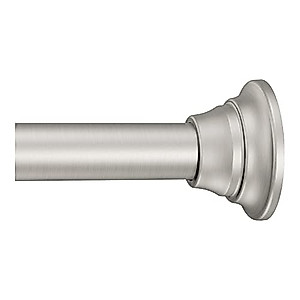 Moen Y1394BN Wellton Bath Accessory Collection, Brushed Nickel & Brushed Nickel Adjustable 44-72-Inch Tension Mounted Straight Shower Curtain Rod for Bathroom, TR1000BN