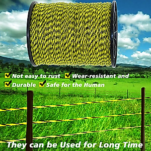 BESTEEL Upgraded Electric Fence Poly Wire 1650 Feet 500 Meters, 1/8" Diameter Portable Electric Fencing Polywires, 6 Stainless Steel Strands for Reliable Conductivity and Rust Resistance UV Resistant