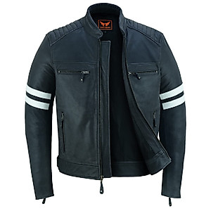 A&H Apparel Mens Top Grain Cowhide Biker Light weight Motorcycle Real Leather Jacket (as1, alpha, s, regular, regular)