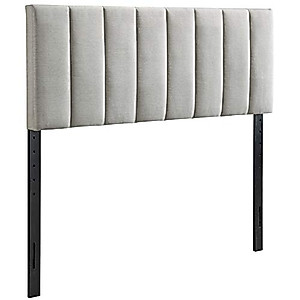 DG Casa Sierra Tufted Upholstered Vertical Channel Adjustable Height Headboard, Queen Size in Beige Polyester Blend Fabric