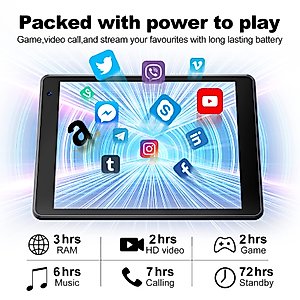 Android 12 Tablet 7.5 inch, Tablets Computer 64GB Storage 512GB Expandable, Quad-Core Processor, PS FHD 1440x1080 Resolution Display, Google GMS Certified Smart Tablet/WiFi (Black)