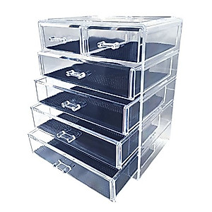 Sodynee Cosmetics Makeup and Jewelry Storage Organizer Case Display Boxes, 4 Large and 2 Small Drawers