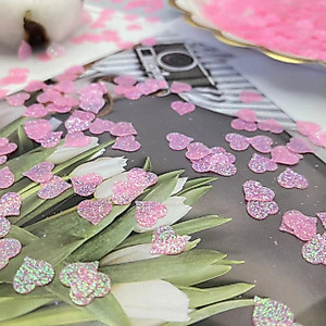 2500pcs Love Heart Shaped Glitter Confetti for Valentine's Day, Anniversary, Birthday, Wedding, Bridal Shower & Baby Shower Parties Decorations (Red)