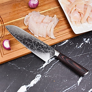 FASAKA 8 inch Santoku Knife, Japanese Chef Knife, Professional Knife for Kitchen, German High Carbon Stainless Steel Full Tang Handle Sharp Durable Kitchen Knife Ideal for Housewarming Gift