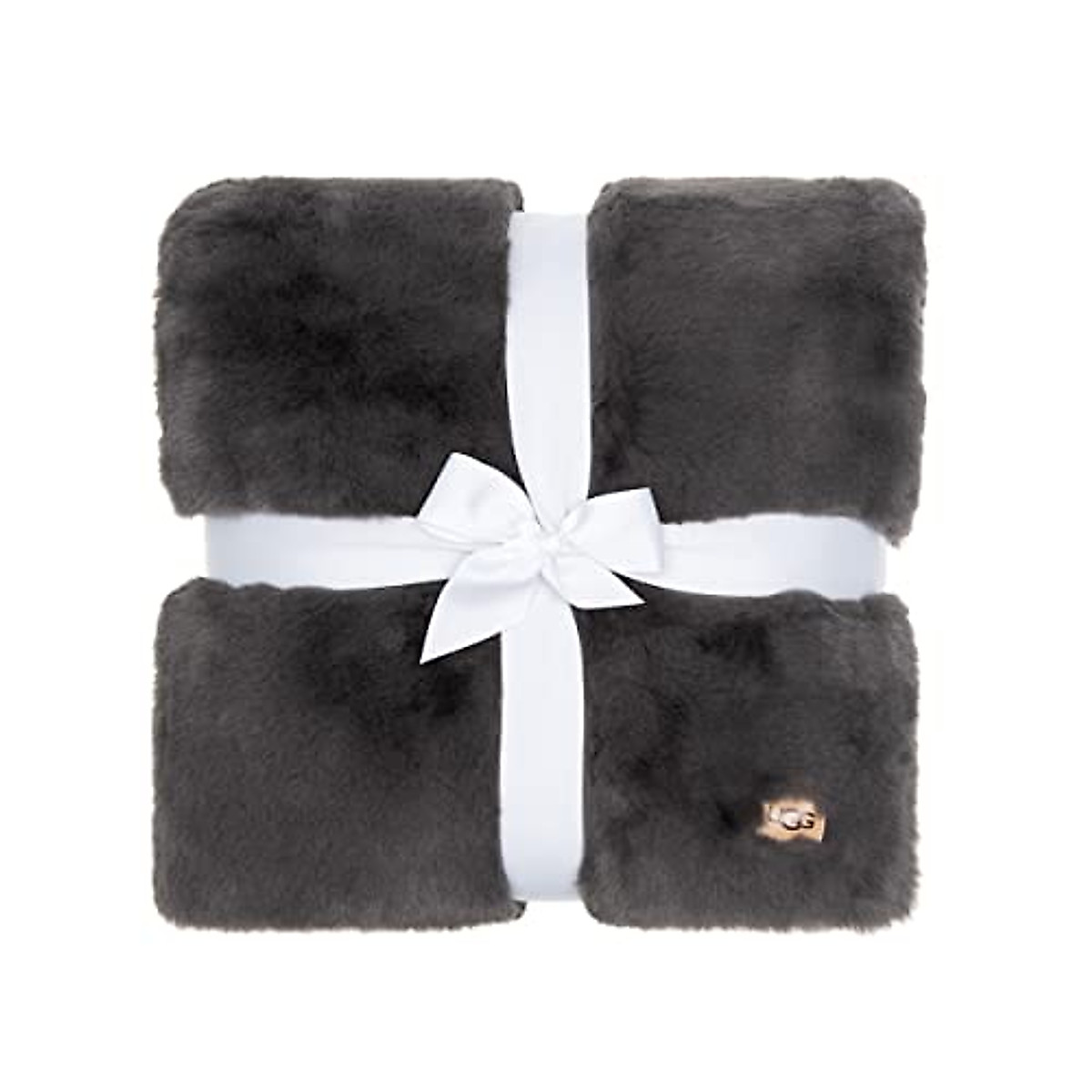 UGG 16802 Euphoria Plush Faux Fur Reversible Throw Blanket for Luxury Hotel Style Couch or Bed Blankets Cozy Machine Washable Luxurious Fuzzy Fluffy Sofa Throws, 70 x 50-Inch, Charcoal