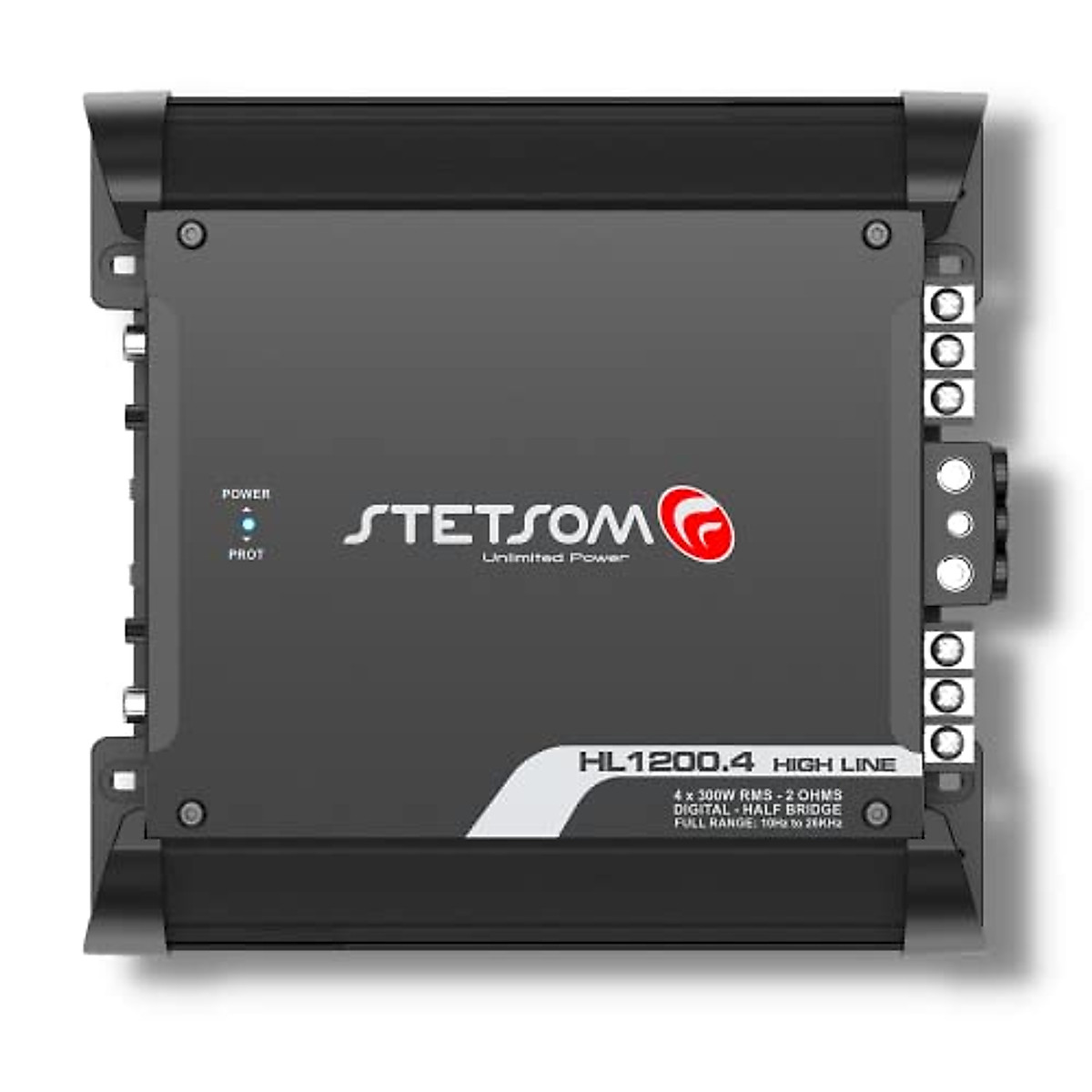 Stetsom HL 1200.4 2 Ohm Multichannel Stereo Car Audio Amplifier, HL1200.4 1.2K Watts RMS, 4 Channel, 2Ω Stable Full Range HD Sound Quality MD Crossover HPF LPF Bass Boost Front Rear Bridge