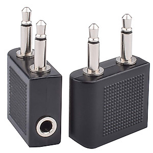WH-1000XM4 Airplane Headphone Adapter Replacement for Sony WH-1000XM3 WH-1000XM2 MDR-1000X EX750NA Headphone-3.5mm Golden Plated Airline Earphone Adapter for in-Flight Entertainment System(2 Pack)