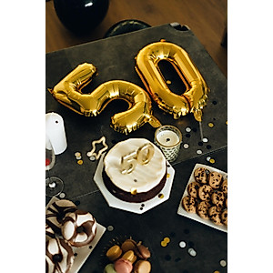 [10] 16" Number Gold Foil Balloons 0-9 set, Mylar Aluminum Hanging Numbers for Graduation Birthday Party Decorations Christmas New Year eve (10 Pcs)