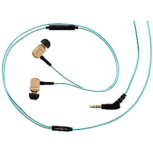 Symphonized MTRX 2.0 Premium Wired Earbuds - Wood in-Ear Headphones with Microphone & Volume Control, Noise Isolation - Corded Ear Buds for Android - Earphones for Computer & Laptop (Turquoise)