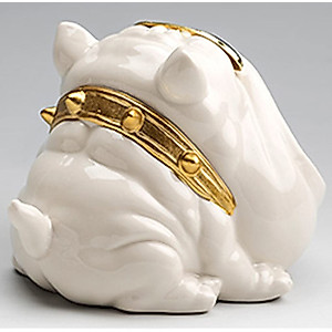 XIOU Desktop Ceramic Trash Can, Animals Garbage Can for Office Desktop, Small Bucket for Home Indoor Decoration, Cute Mini Tabletop Wastebasket (Dog-b (White))