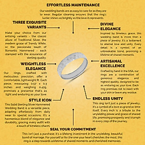 Solid Sterling Silver Hammered 4mm Wedding Band Ring