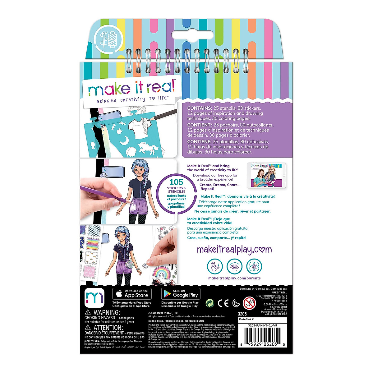 Make It Real Fashion Design Sketchbook for Girls - Pastel Pop Kit with 105 Stickers, Stencils, Design Guide - Pastel & Rainbow-Themed Fashion, Creative Gift Kids Ages 6+, Develops Real-World Skills