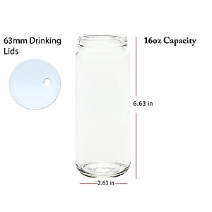 Jarming Collections - Reusable Glass Smoothie Jars with Lids & Straws - Glass Jars with White Plastic Lids & Metal Straws, Jar Tumblers for Iced Coffee Glass, Smoothies, Milk Shakes (White, Pack of 2)