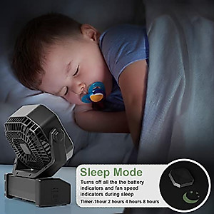 vidihill 20000mAh Personal Fan with LED Light, Auto-Oscillating Desk Fan with Remote & Hook, Rechargeable Battery Operated Camping Fan with Timer, 4 Speeds USB Fan for Camp Travel Jobsite…