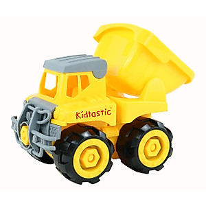Kidtastic 3 Pack Construction Vehicles Trucks Toys Set, Take Apart STEM Learning Toy with Excavator, Dump Truck, Bulldozer, Tools and Drill Fun Educational Toy for Toddler, Girls and Boys
