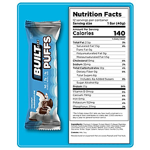 BUILT Protein Bars, Variety Pack, 12 Bars, Gluten Free, Protein Snacks, 17g High Protein, Collagen, Chocolate Protein Bar, Perfect Breakfast Bar, On The Go Protein Snack, post workout