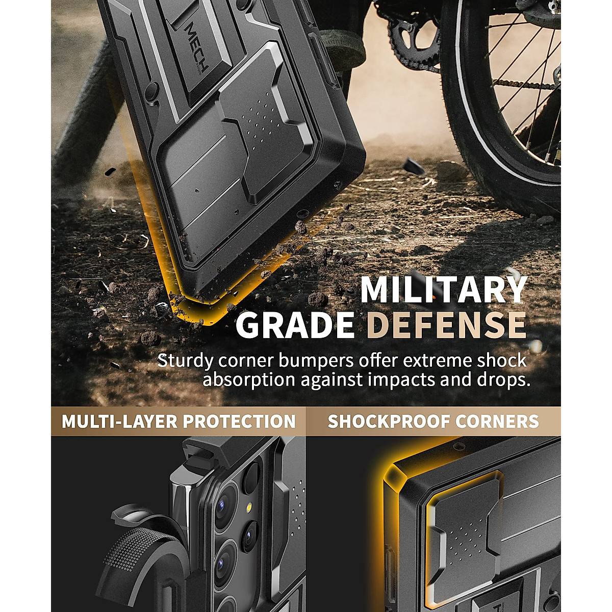 Tongate for Samsung Galaxy S23 Ultra Case, [Bulit-in Slide Camera Cover & Screen Protector] [2 Front Frame] Military Grade Shockproof S23 Ultra Phone Case with Kickstand & Belt-Clip 6.8", Black