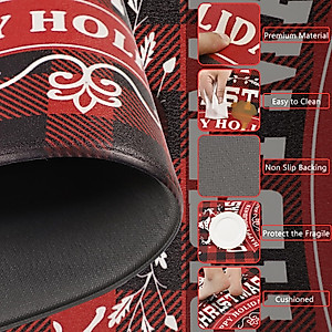 Cekene Anti Fatigue Kitchen Mat Set of 2 Christmas Memory Foam Thick Cushioned Rugs for Kitchen Non-Slip Standing Mat 17"×28" and 17"×47" Waterproof Wipeable