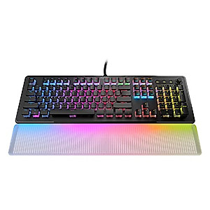 ROCCAT Vulcan II Max – Optical-Mechanical PC Gaming Keyboard with Customizable RGB Illuminated Keys and Palm Rest, Titan II Tactile Linear Switches, Aluminum Plate, 100M Keystroke Durability – Black