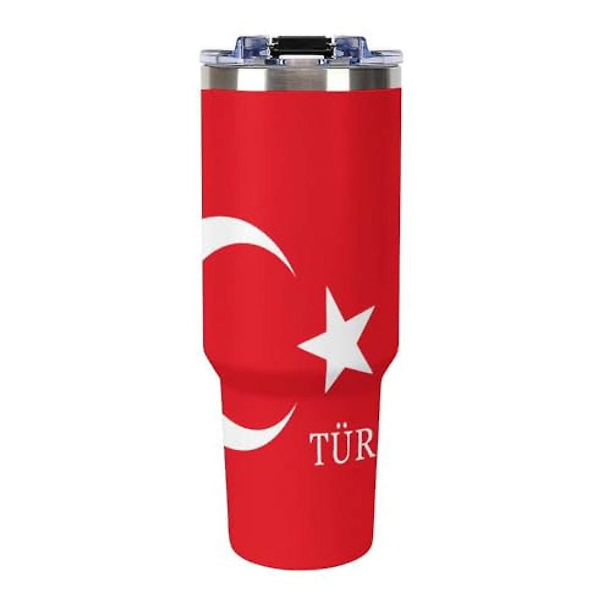 Turkey Turkish Flag of Türkiye 40oz Water Bottle Double Wall Insulated Tumbler with Handle Leakproof Travel Mug White-style