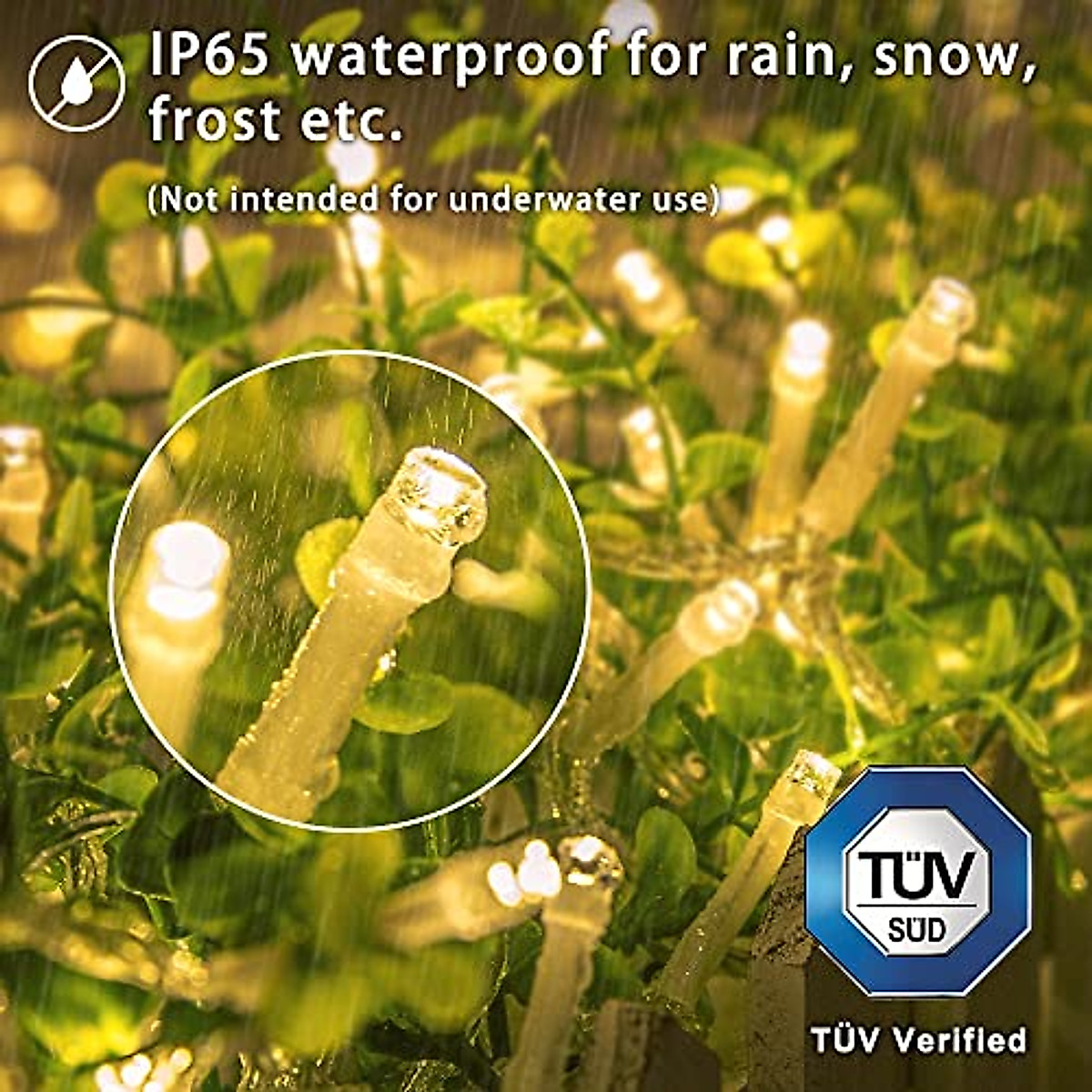 koopower [Timer & Remote] 36ft 100 LED Outdoor Battery Fairy Lights (IP65 Waterproof, Dimmable, 8 Modes, Warm White)