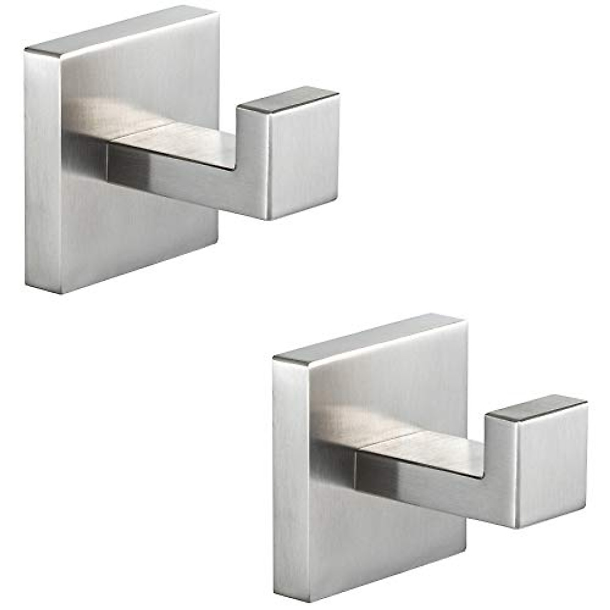 YGIVO Bathroom Hooks, Towel Robe/Coat Clothes Hook Brushed Nickel SUS304 Stainless Steel Square Hanger Wall Hooks Heavy Duty for Bath Kitchen Bedroom Garage Hotel Wall Mounted 2 Pack