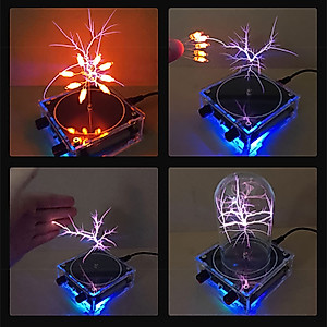 ISolderStore Musical Tesla Coil Speaker Mini Bluetooth Music Tesla Coil Magic Box Arc Plasma Artificial Lightning Desktop Toy Magic Beat Electron Tesla Box Assembled
