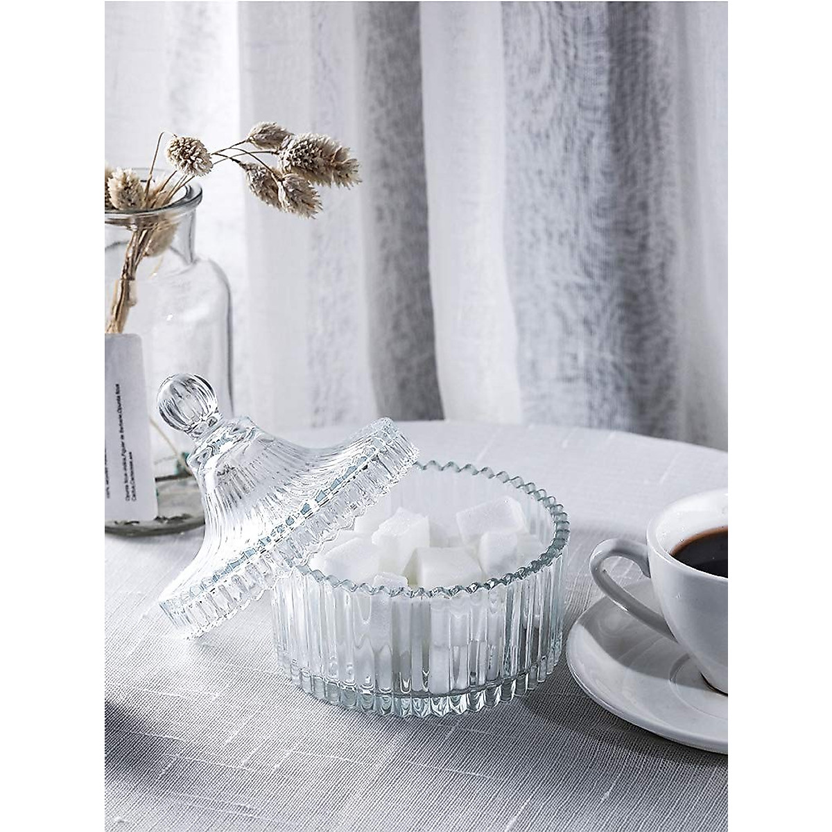 Glazed Glass Candy Dish with Yurt Shape Lid Cover Crystal Sugar Server Bowl Tin Candy Buffet Decorative Cookie Jar Box Bottle Food Storage Container