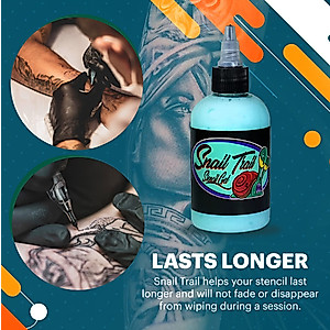Snail Trail Stencil Gel - Tattoo Stencil Gel, 8 oz. - Solution for Crisp, Sharp, Clean, Dark Stencils - Dries Fast & Long Lasting Professional Stencil Transfer Gel for Tattoo Artists & Tattoo Shops