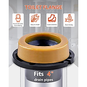 boeemi Toilet Flanges and Wax Rings for Toilets with Extended Flanges and Extra Thick Wax Rings for Floor Exit Toilets New Installation or Reinstallation 4" Waste Line for Plumbing Below Floor
