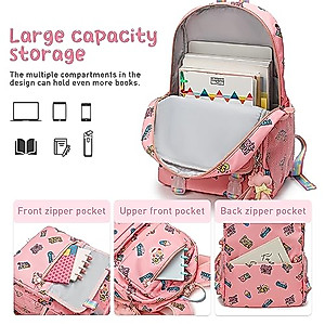 Maod Backpacks for Girls Backpack for School Suitable Ages 6-8 Kids - Pass CPSC Certified - Gift Cute Pendant (Pink)