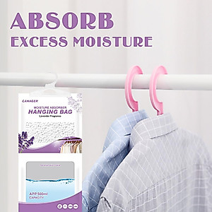 CANAGER Hanging Moisture Absorber, Lavender Vanilla Moistureproof Hanging Bag, Dehumidifier Bag (8 packs) Hanging Closet Dehumidifier Bags, Moisture Absorb 12.5 oz.
