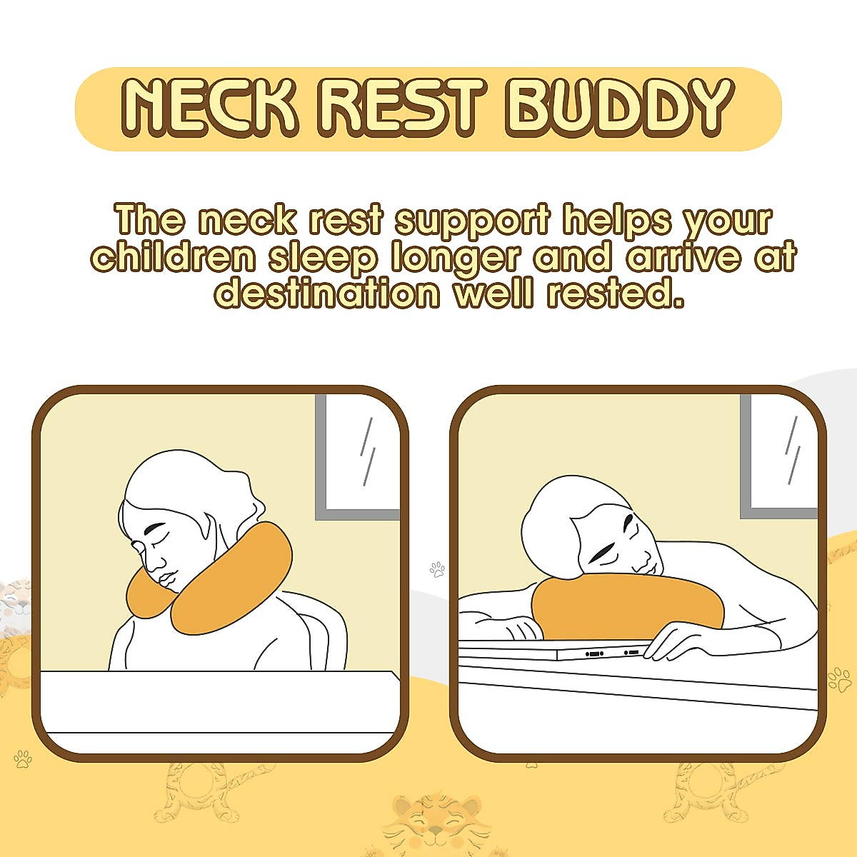 H HOMEWINS Travel Pillow for Kids Toddlers - Soft Neck Head Chin Support Pillow,Cute Animal in Any Sitting Position for Airplane,Car,Train,Machine Washable,Children Gifts(Lion)