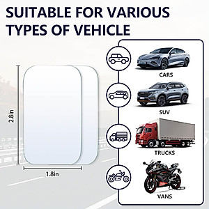 Blind Spot Mirror, Amfor HD Glass Convex Lens Frameless Adjustable Blind Spot Mirror for All Universal Vehicles Car Stick-on Design (2 PCS) (Rectangle)