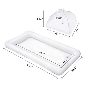 HBlife Inflatable Serving Bar & Food Umbrella Mesh Cover Screen Tent Set, Party Supplies Set for Picnics Pool Bar Outside, 2 Inflatable Tray, 6 Food Tents/Food Covers for Outdoors (Color)