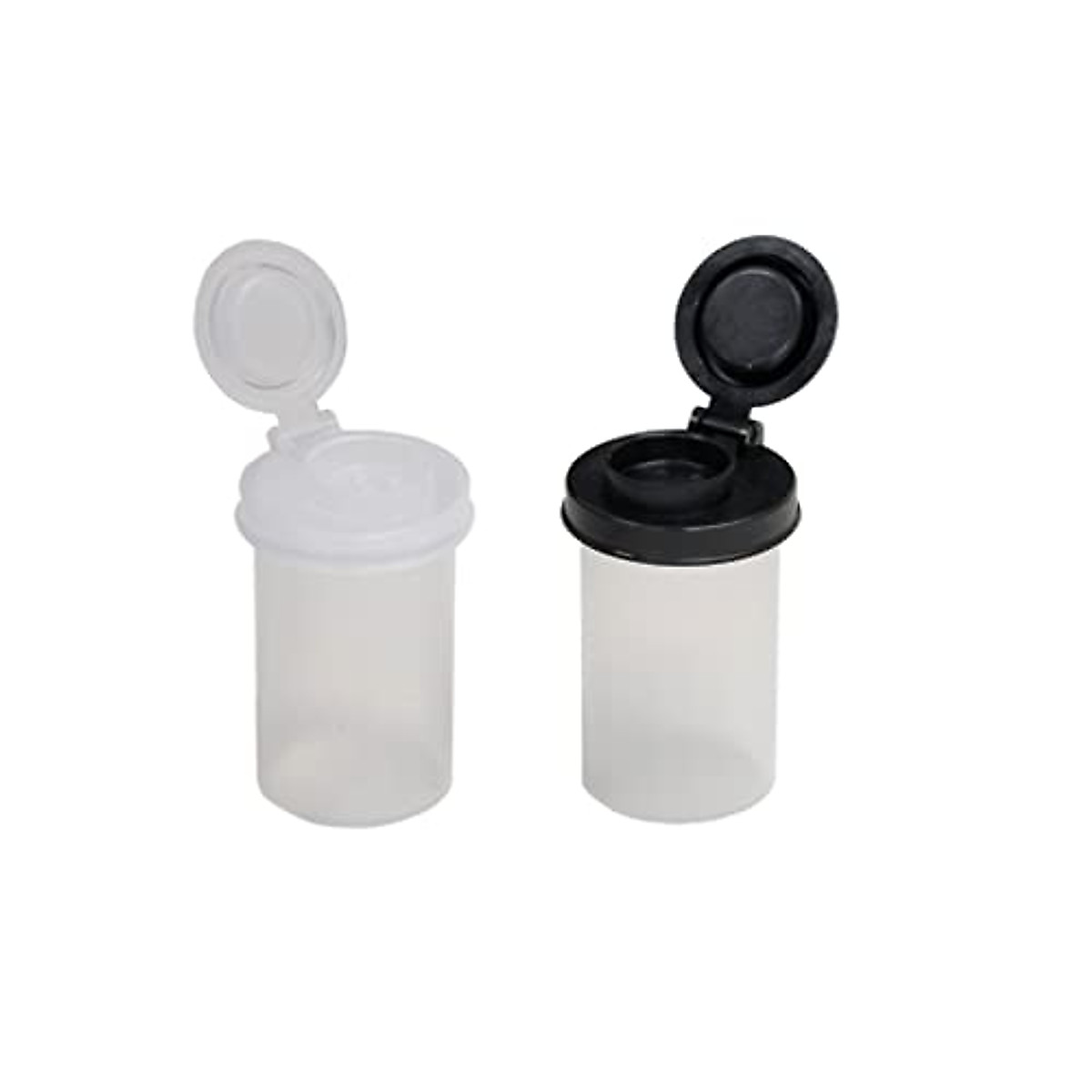 BRAZZA Salt and Pepper Shakers Moisture Proof Set, perfect to go Camping Picnic Outdoors Kitchen Lunch Boxes Travel Spice Set Clear with Black Lids Plastic Airtight Spice Jar Dispenser (3, Small)