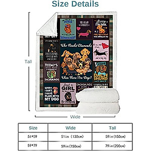 Ultra Soft 3D Printed Blanket Dachshund Dog Pattern Cozy Microfiber Plush Sherpa Blanket 2 Sizes Warm Fuzzy Throw Blanket for Kids and Adults Throws Blankets (Style01, 130cm x 150cm(51'' x 59''))