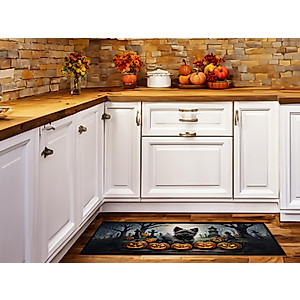 Caroline's Treasures Cairn Terrier Spooky Halloween Runner Mat 28x58 Front Door Mat Indoor Outdoor Rugs for Entryway Hallway Foyer Non Slip Washable Wide Doormat