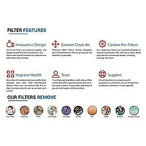 Merchandise Mecca Replacement True HEPA Filter with Pre-Filter Compatible with PureZone 3-in-1 Air Purifiers Replaces Part N.PEAIRFIL - TWO PACK